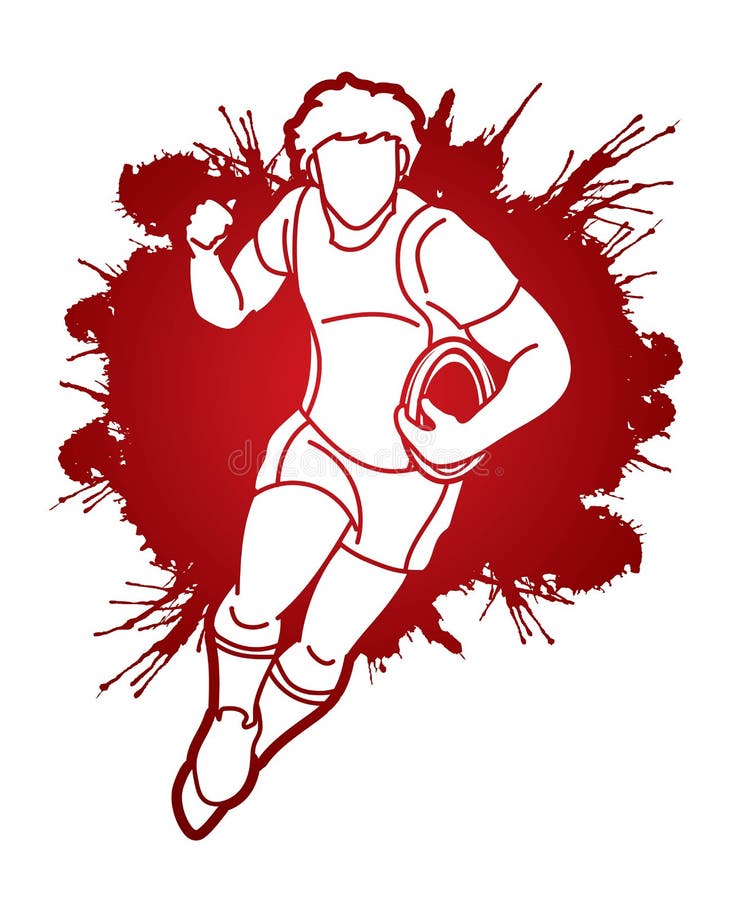 Rugby Player Action Cartoon Sport Graphic Stock Vector - Illustration ...