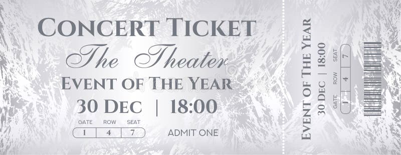 Silver Ticket Vector Template for Reward Card Design with Frost ...