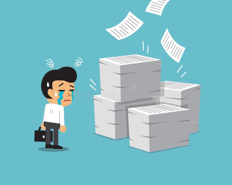 Cartoon Businessman with a Lot of Paperwork Stock Vector - Illustration ...
