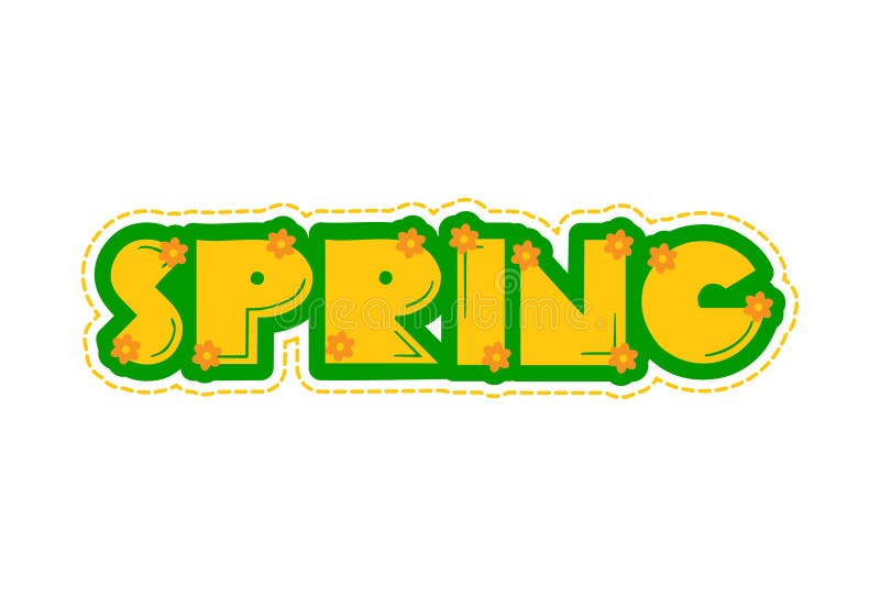 Cartoon Illustration of Spring Text Sticker Stock Vector - Illustration ...