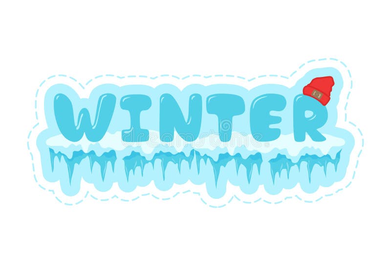 Cartoon Illustration of Winter Text Sticker Stock Vector - Illustration ...