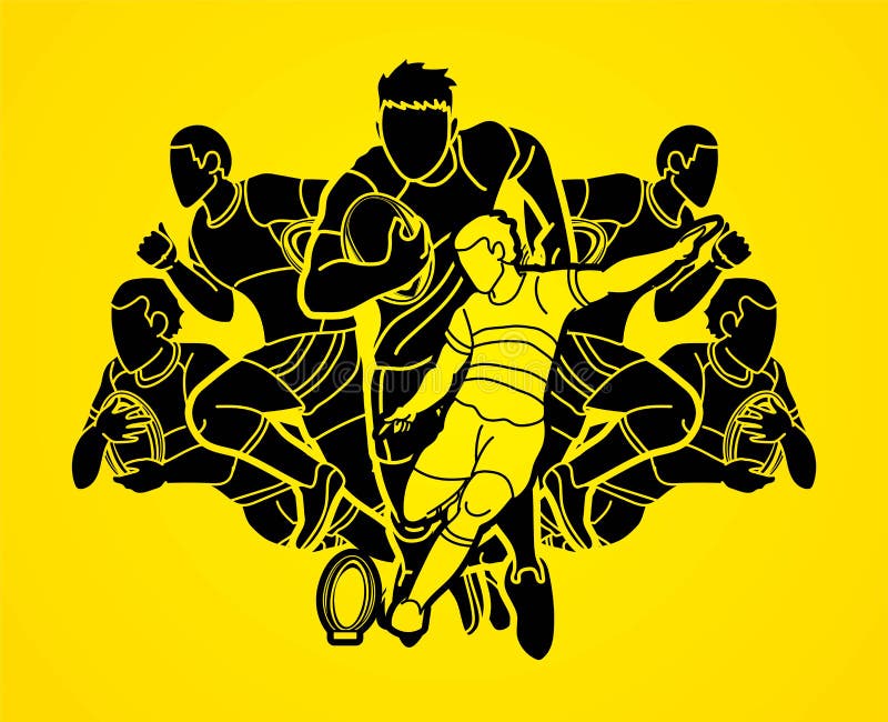 Rugby Players Cartoon Sport Graphic Stock Vector - Illustration of ...