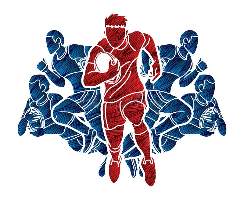 Rugby Players Cartoon Sport Graphic Stock Vector - Illustration of ...