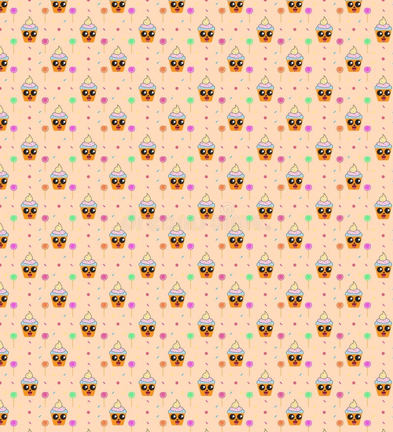 Sweet print in peach color stock illustration. Illustration of tasty ...