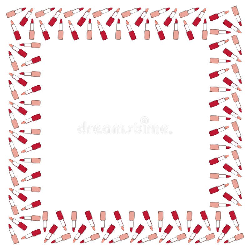 Vector Lipstick Border On White Background. Beauty Illustration Stock ...