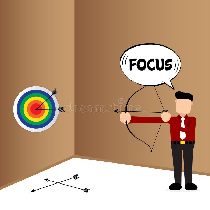 Vector Illustration Businessman in Company with Focus on Target Stock ...