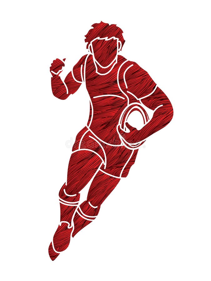 Rugby Player Action Cartoon Sport Graphic Stock Vector - Illustration ...