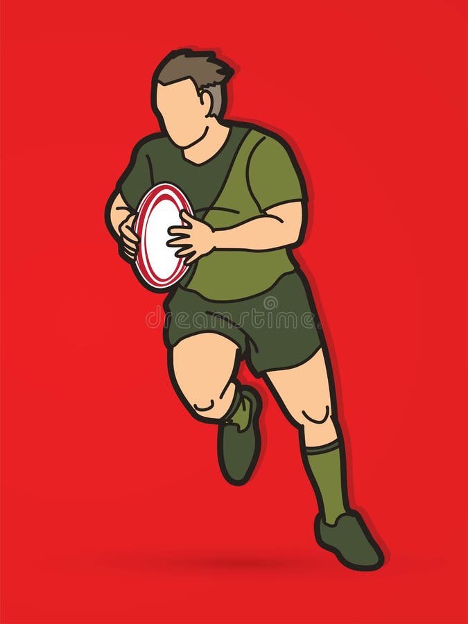 Rugby Player Action Cartoon Sport Graphic Stock Vector - Illustration ...
