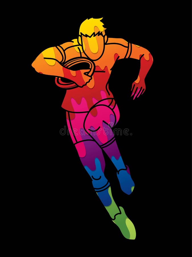 Rugby Player Action Cartoon Sport Graphic Stock Vector - Illustration ...