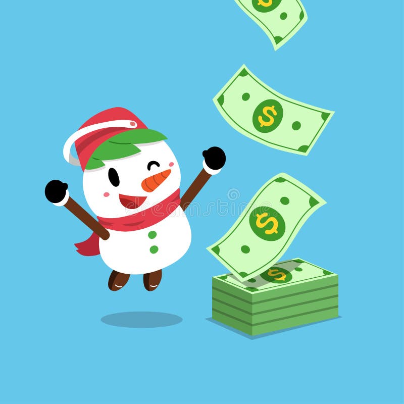 Vector Cartoon Happy Christmas Snowman Earning Money Stock Vector ...