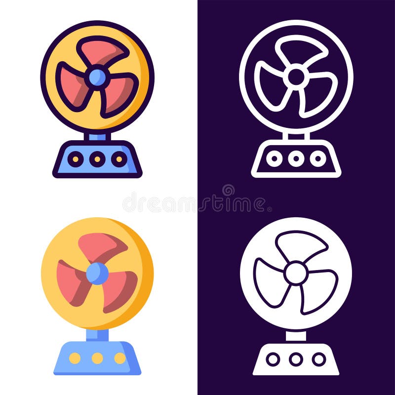 Fan Icon Set - Home Appliance Stock Vector - Illustration of cooler ...