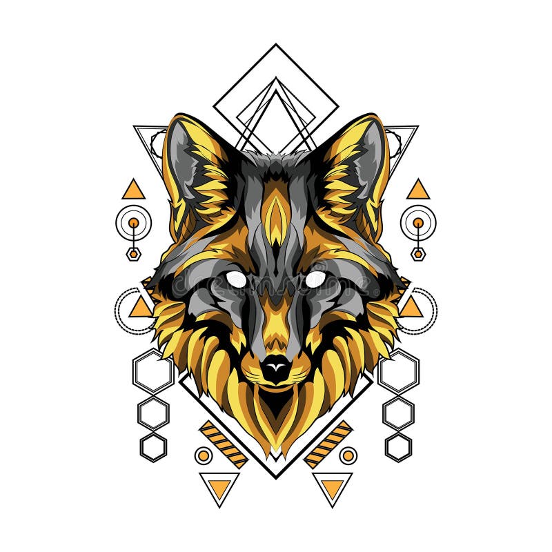 Mythical Wolf with Sacred Geometry Pattren Stock Illustration ...