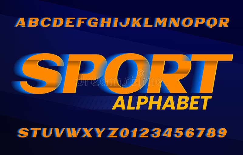 3D Sport Alphabet Font. Three-dimensional Effect Retro Letters and ...