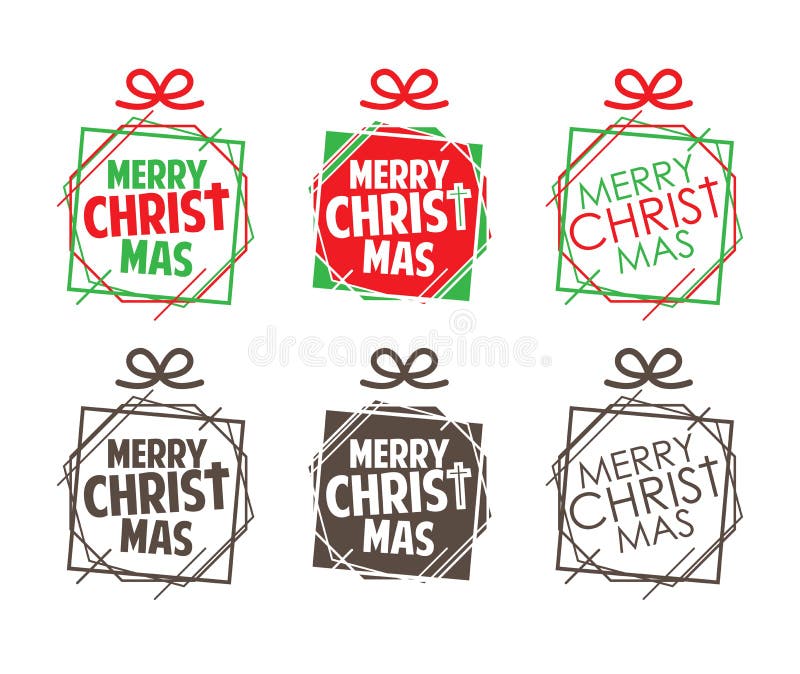Merry Christmas Text Designed with Gift Box and Bow Cartoon Graphic ...