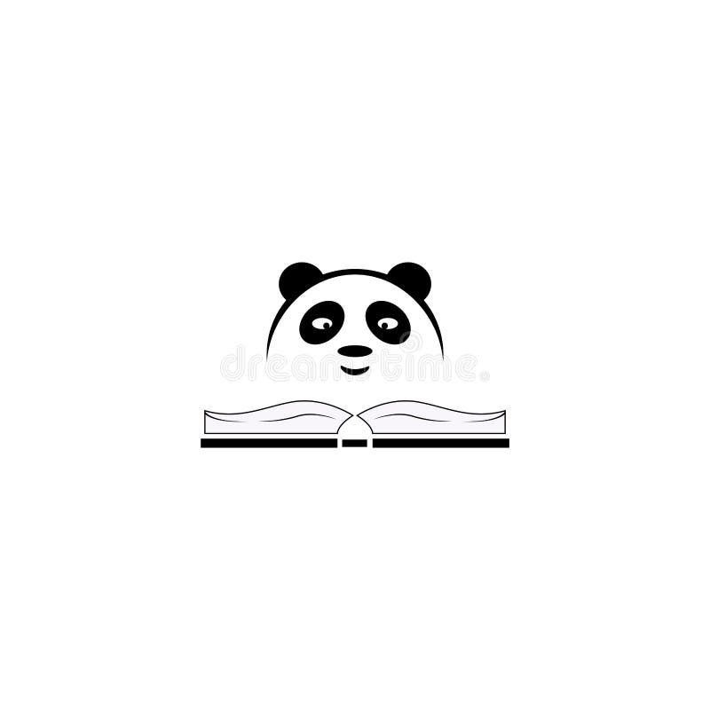 Panda Reading Books Vector Illustration. Animal Logo Stock Illustration ...