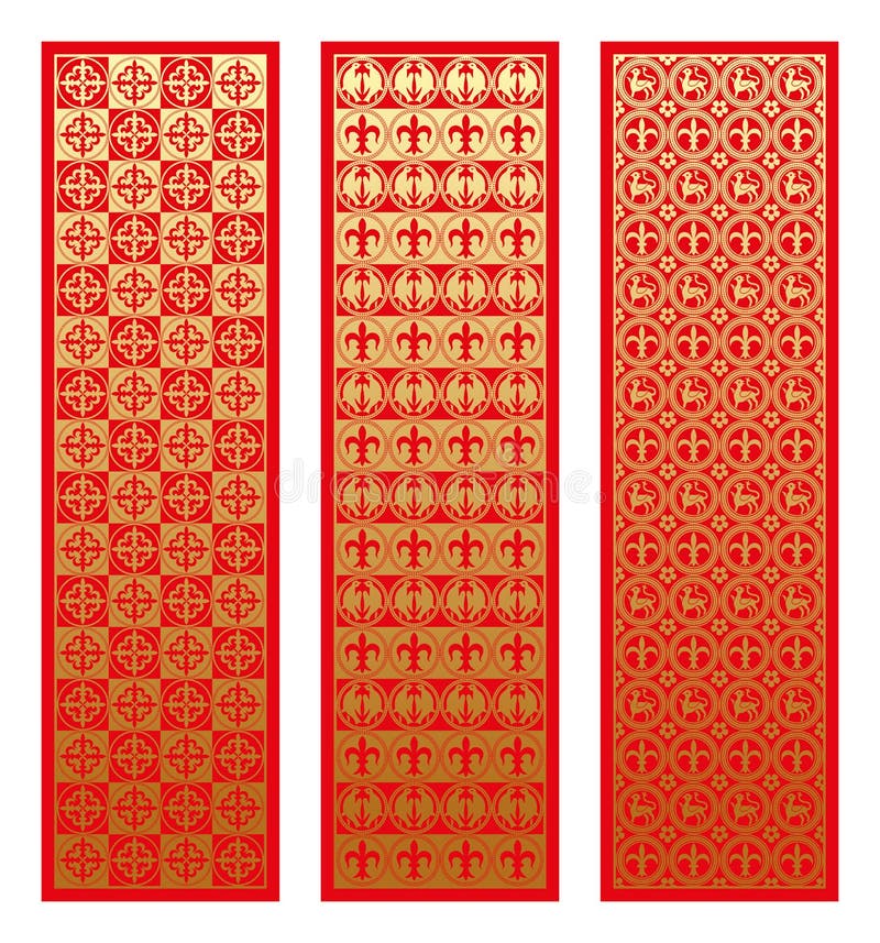 Gold Pattern Strips on a Red Background. Vector Background Stock ...