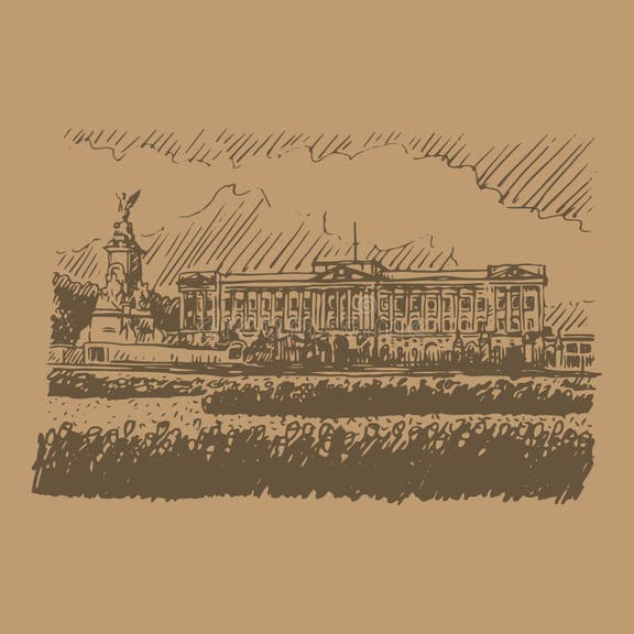 Buckingham Palace. London, England, UK. Vector Outline Illustration ...
