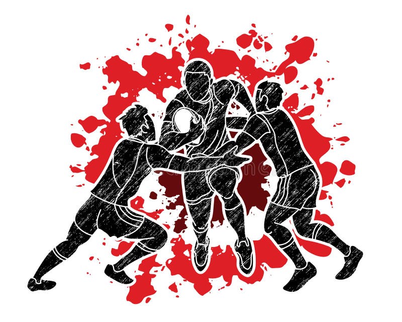 Rugby Players Action Cartoon Sport, Sportsman Graphic Stock Vector ...