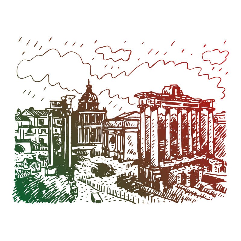 Rome, Italy. Graphic Illustration Stock Illustration - Illustration of ...