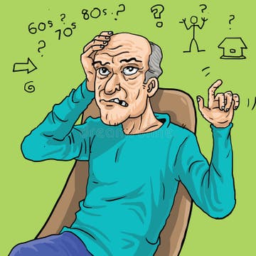 Senior Man Memory Loss and Forgetfulness Stock Illustration ...