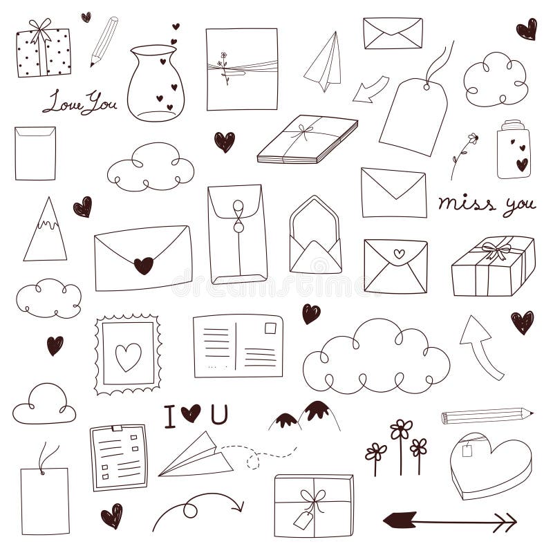 Doodle Set Black and White Line Frame and Border Stock Vector ...