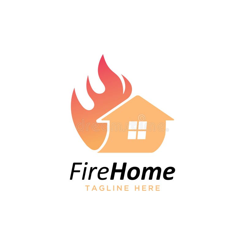 Creative Fire House Line Art Symbol Logo Design Stock Vector ...