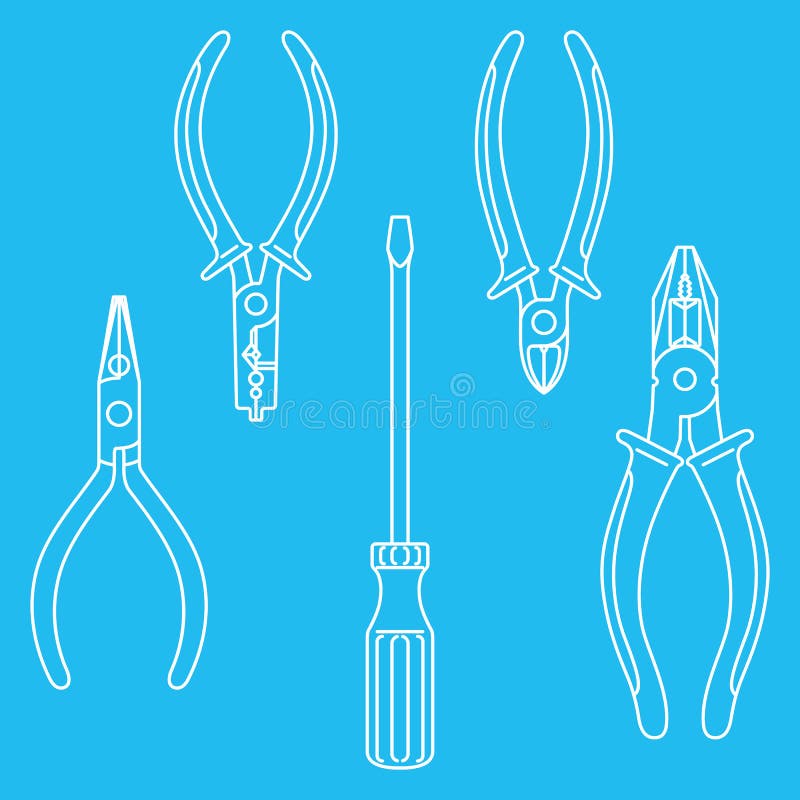Contour Silhouette of Tools Stock Illustration - Illustration of icon ...