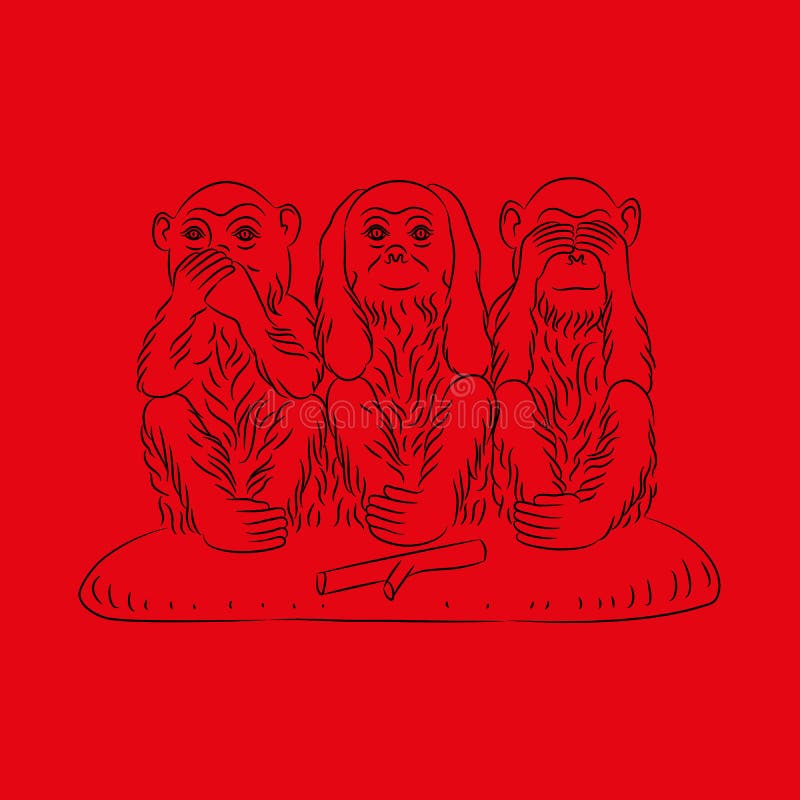 Wise Monkeys Vector Illustration Stock Illustrations – 141 Wise Monkeys ...
