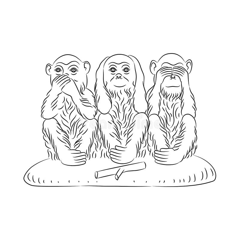 Three Wise Monkeys Drawings