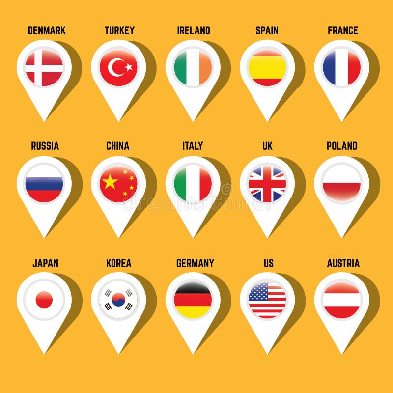 Flags Map Pins Stock Illustrations – 332 Flags Map Pins Stock ...