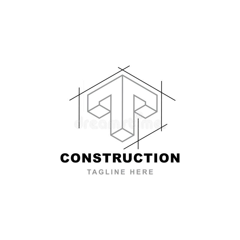 Construction Logo with Letter T Shape Template. Stock Vector ...