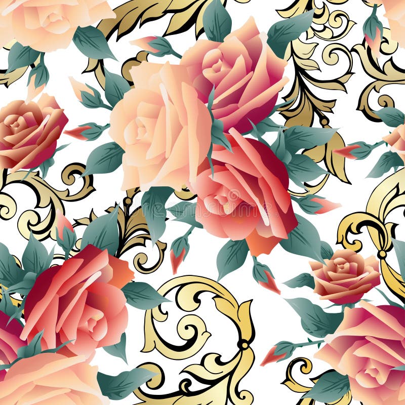 Colorful Rose Fabric Print Vector Seamless Pattern Stock Vector ...