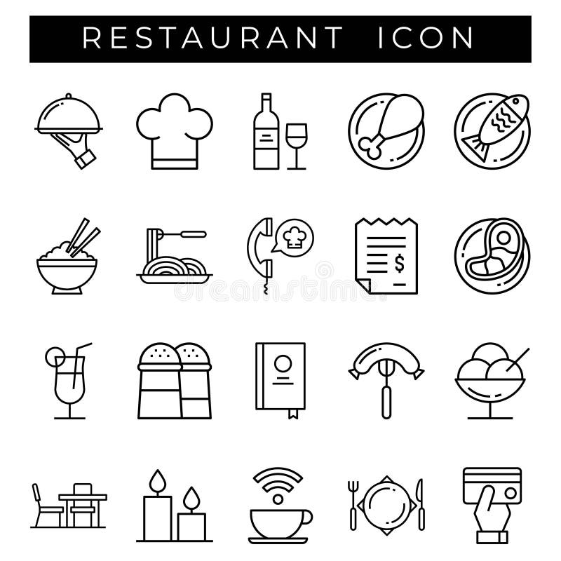 Set of Restaurants Related Vector Line Icons. Stock Vector ...