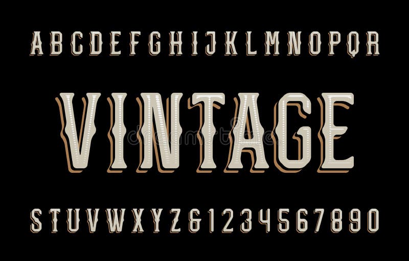 Oldie Alphabet Font. Retro Letters and Numbers Stock Vector ...
