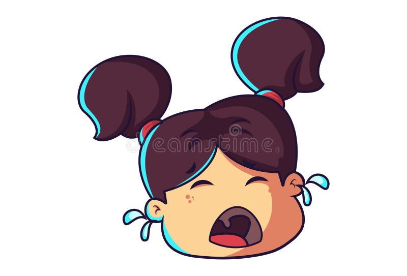 Disappointed Face Expression - Cute Girl Cartoon Character Vector ...