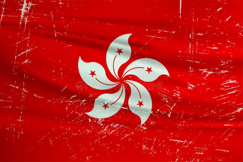 Grunge Hong Kong Flag Texture, the Red and White Five Petal Bauhinia ...