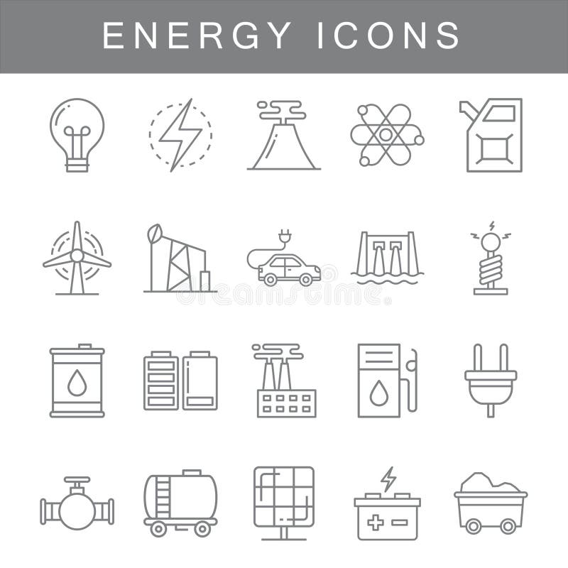 Set of Energy Related Vector Line Icons. Stock Vector - Illustration of ...