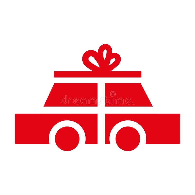 Car Gift Icon, Flat Design. Vector Illustration on White Background ...