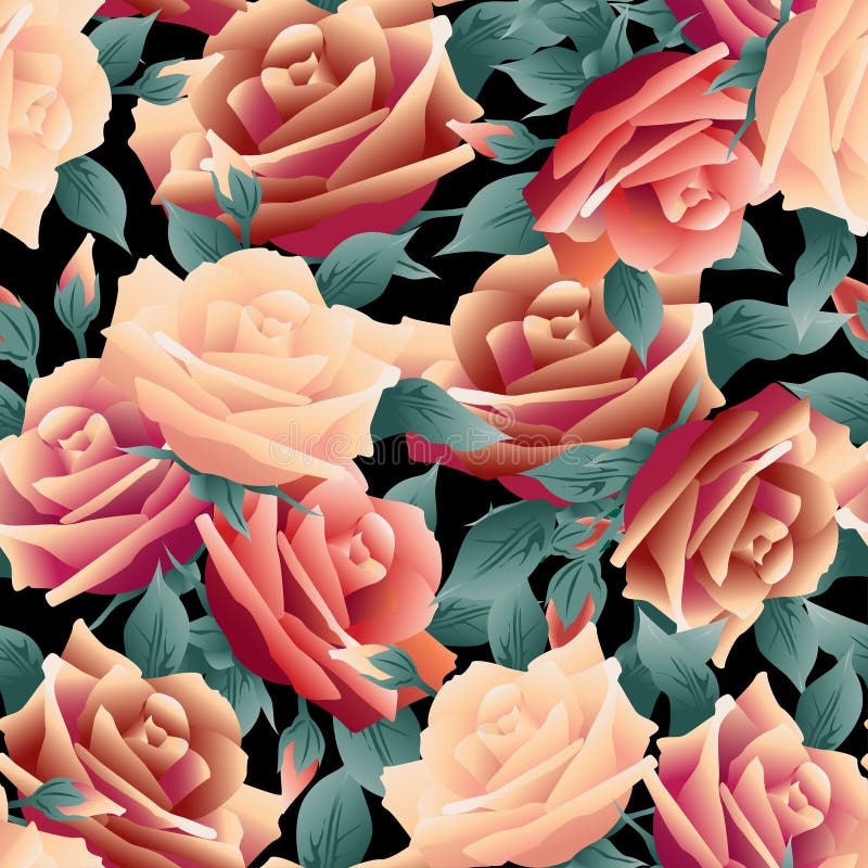 Colorful Rose Fabric Print Vector Seamless Pattern Stock Vector ...