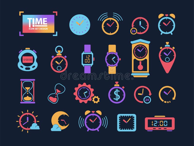 Time Icon Color Set Design stock vector. Illustration of hour - 171266884