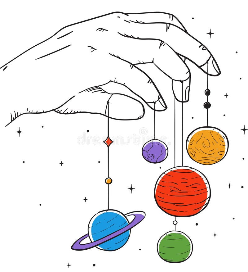 Hand Planet Illustration Vector Stock Vector - Illustration of icons ...