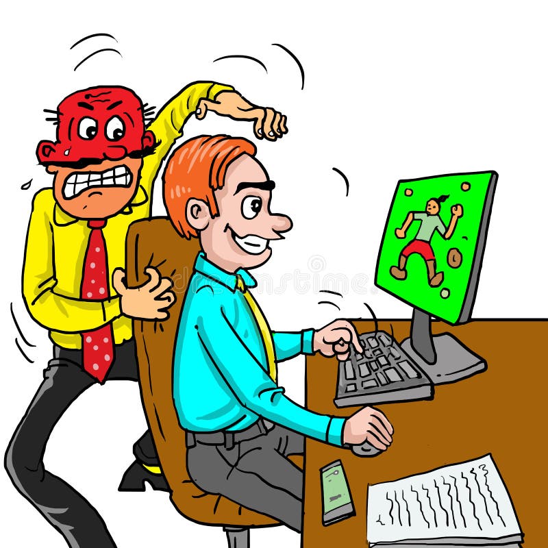 Cartoon Man His Angry Boss Stock Photos - Free & Royalty-Free Stock ...
