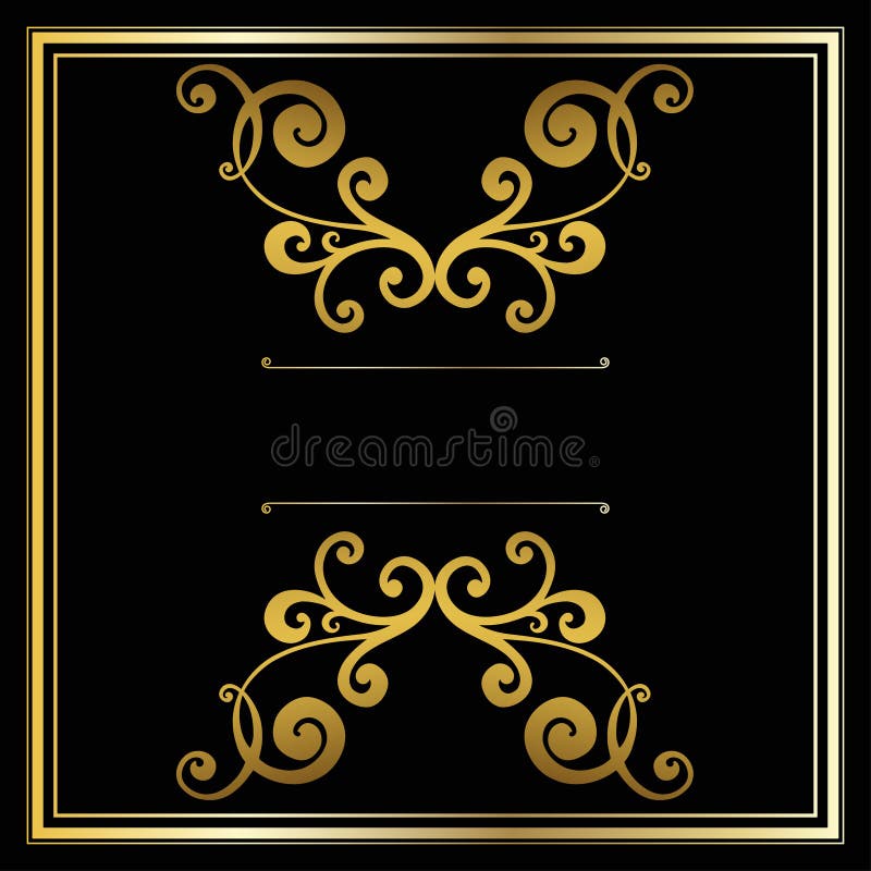 Geometric Gold Pattern Vintage Retro Golden Frame Stock Vector ...