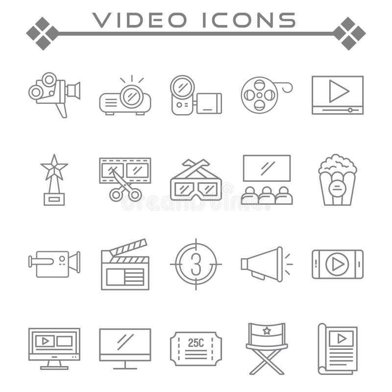 Set of Video Editing Related Vector Line Icons. Stock Vector ...