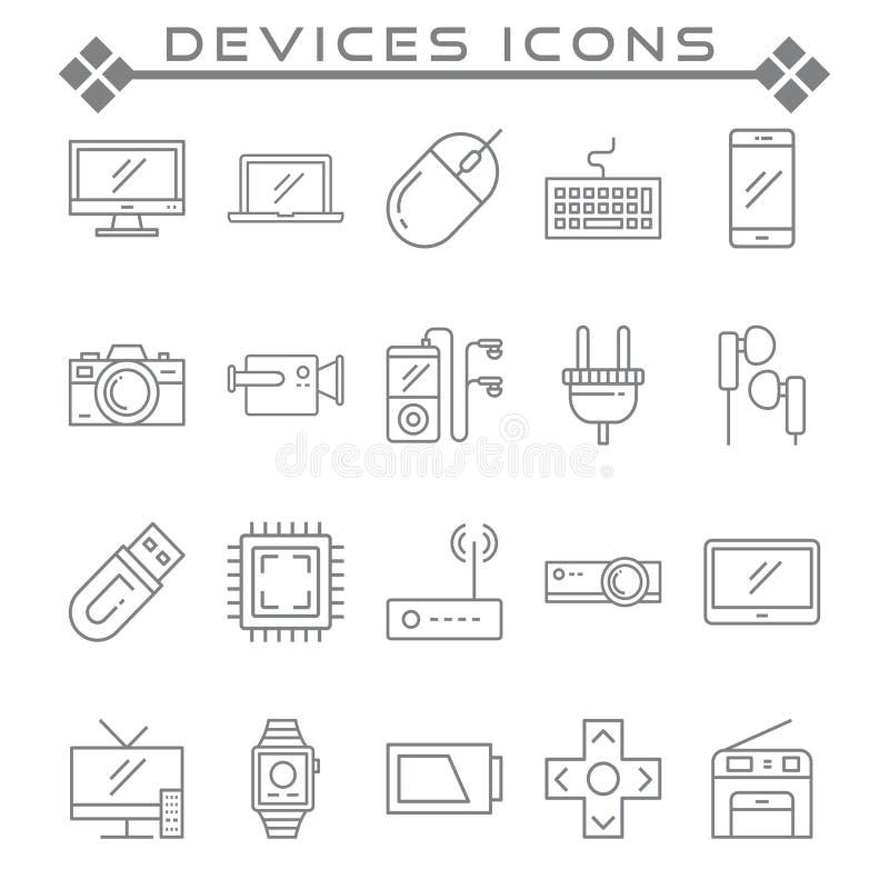 Set of Devices Related Vector Line Icons. Stock Vector - Illustration ...