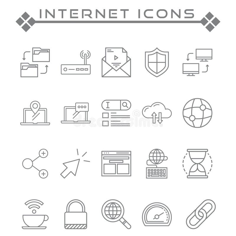 Set of Internet Related Vector Line Icons. Stock Vector - Illustration ...