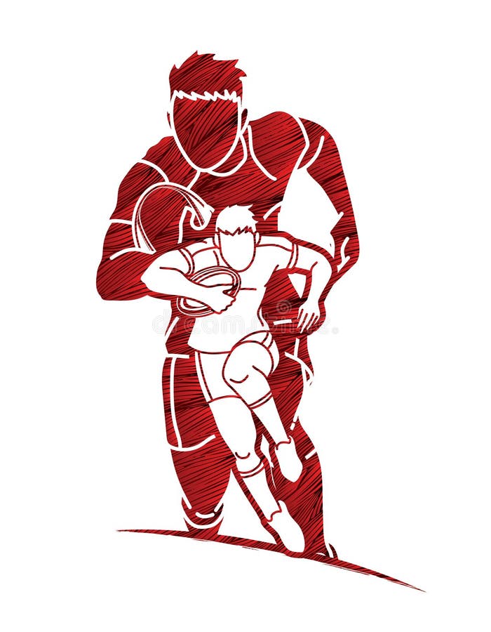 Group Of Rugby Players Action Cartoon Sport Graphic Stock Vector ...