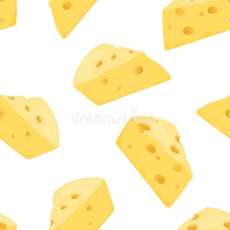 Cheese Seamless Pattern. Yellow Pieces of Cheese on White Background ...
