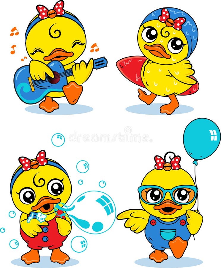 Duck child character set stock vector. Illustration of childhood ...