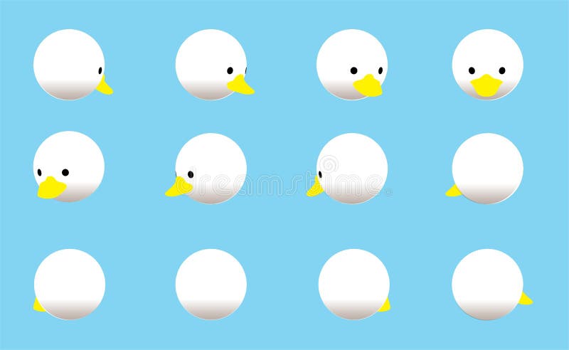 Animal Head Duck Animate Spinning Vector Illustration Stock Vector ...